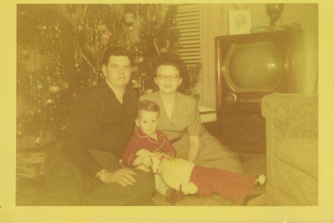 Christmas 1951 Don Mclaughlin Family Boy Holding Toy Santa Kodacolor ...