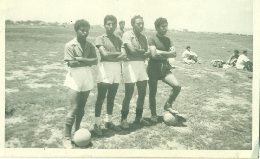 1960s Football Soccer Team Players Standing on Field Spanish Men Balls ...