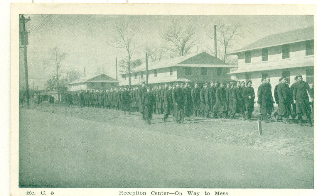 WW2 Army Soldiers Marching on the Way to Mess Reception Center Vintage ...