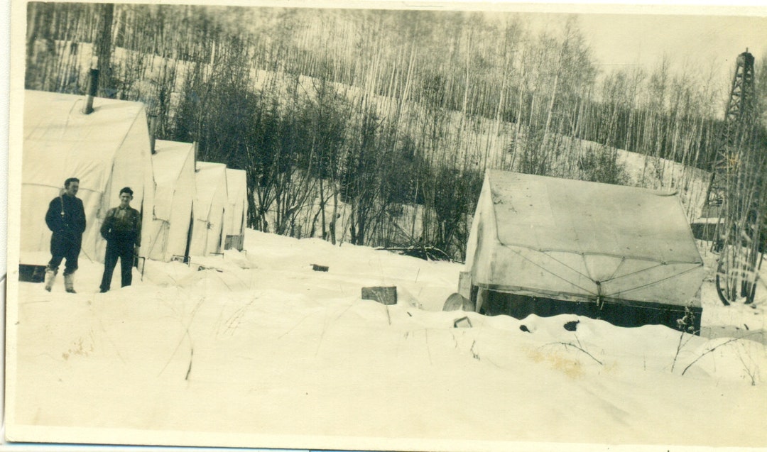 1900s Alaska Tent Camp Miners Standing in Snow RPPC Real Photo Postcard ...