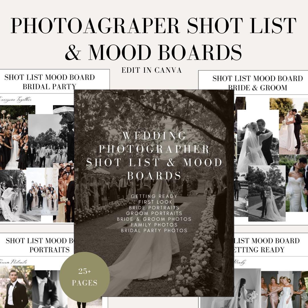 Wedding Photography Essentials: Must-have Shot List & Mood Board PDF - Etsy