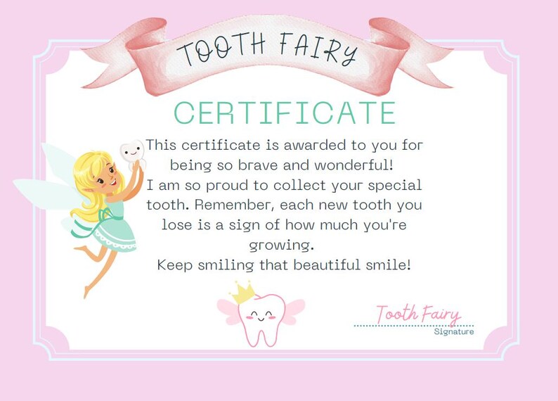Tooth Fairy Certificate - Etsy