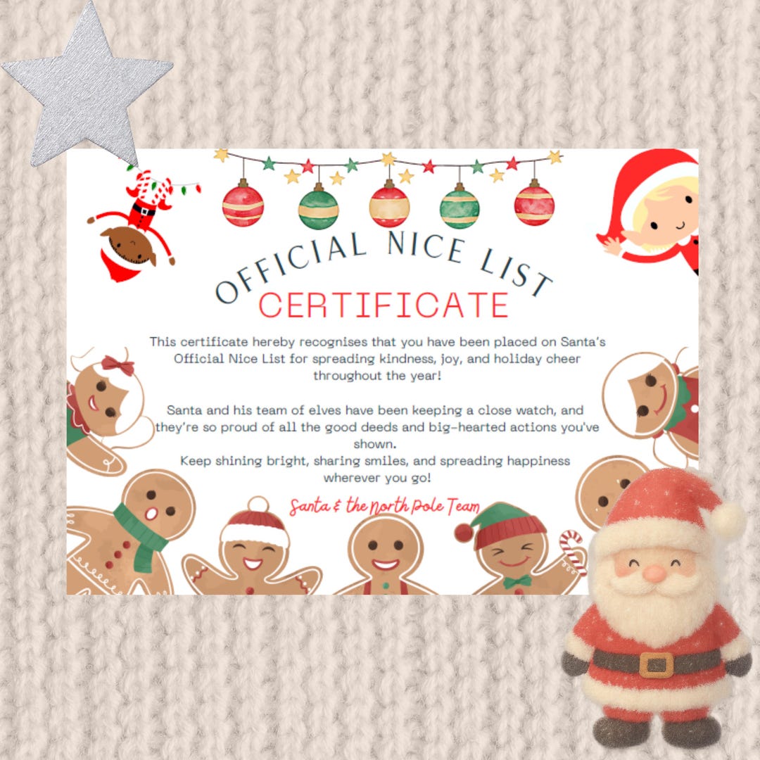 Santa's Nice List Certificate: Official Christmas Award (digital ...
