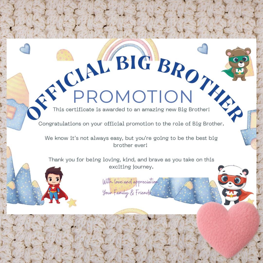 Big Brother Promotion Certificate: Superhero Award (digital Download ...