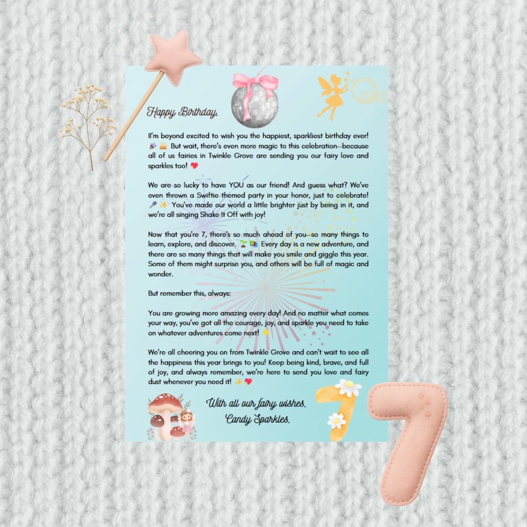 7th Birthday Letter - Magic Fairy Letter - Printable Magical Birthday ...