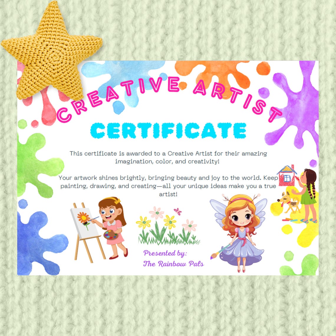 Creative Artist Certificate - Award - Teacher - Reward - Art ...