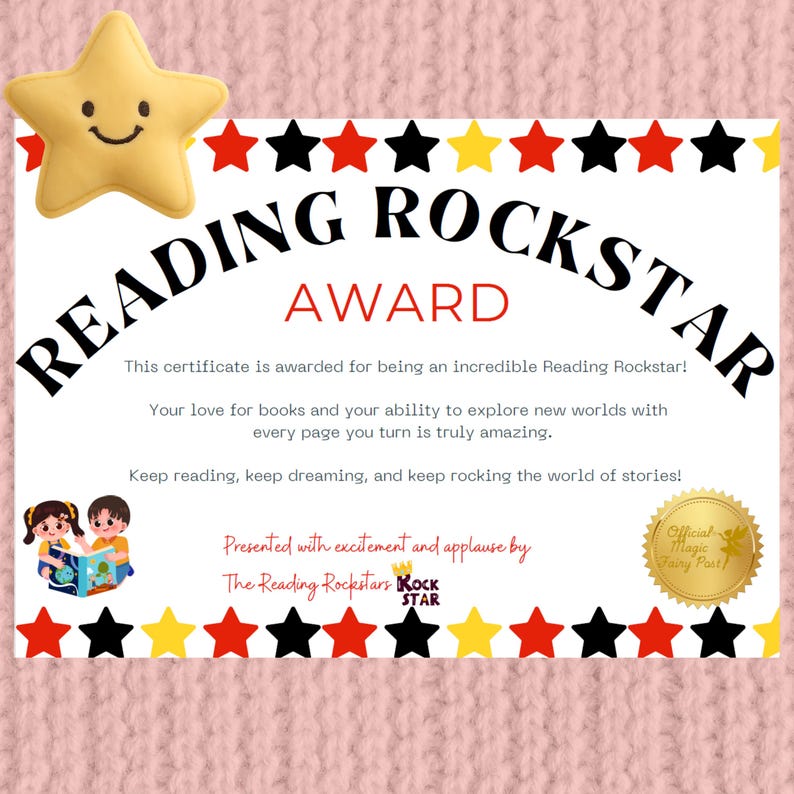 Reading Rockstar Award Certificate for Children/back to School - Etsy