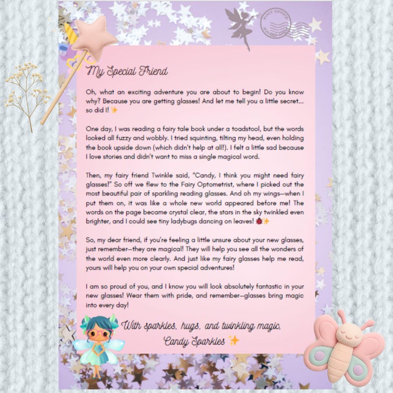 New Glasses Letter – A Special Note From Candy Sparkles Magic Fairy ...