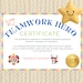 Teamwork Hero Certificate/award for Children - Etsy