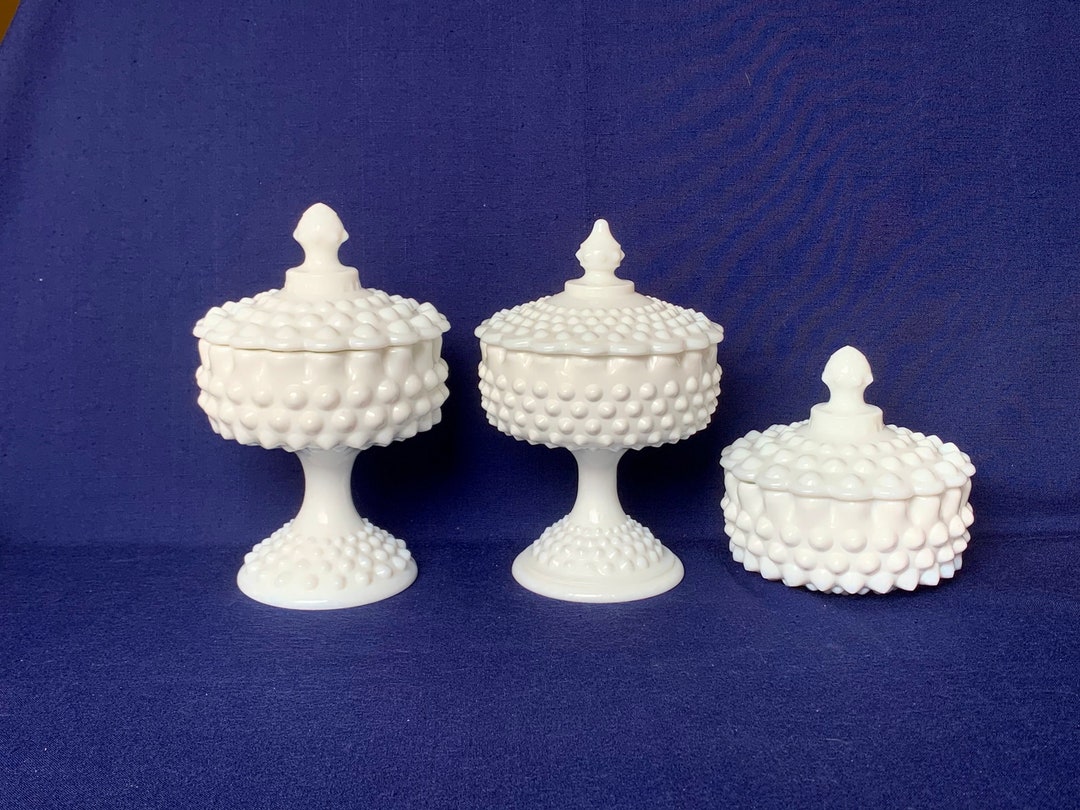Fenton Hobnail Milk Glass Candy Dish, YOUR CHOICE of Large Hobs ...