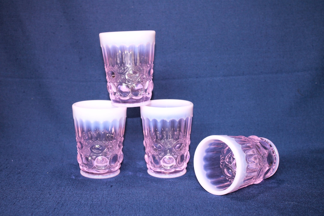 Mosser Glass Eye Winker Tumblers in Pink Opal, 4" High and Hold 7 ...