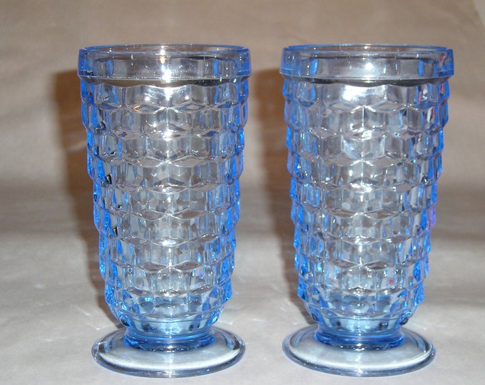 Vintage Indiana Glass Blue Whitehall American Pattern, Ice Tea Glasses ...