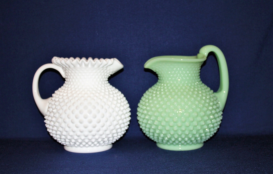Fenton Hobnail Milk Glass or Mosser Jadeite Pitcher MINT CONDITION - Etsy