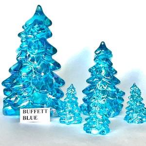 Mosser Glass Trees Blue Carnival Set of 5 Trees, 1 Large, 1 Medium and ...