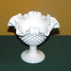 Fenton Hobnail Milk Glass Footed Bowl, Set of 3 Comports, 6 1/2 Inch ...