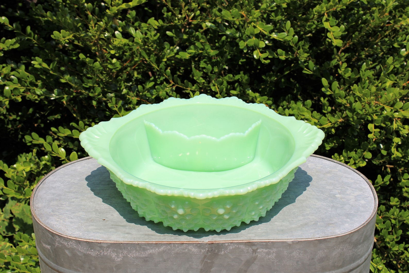 Mosser Jadeite Chip & Dip Bowl 3 1/2 High by 12 | Etsy