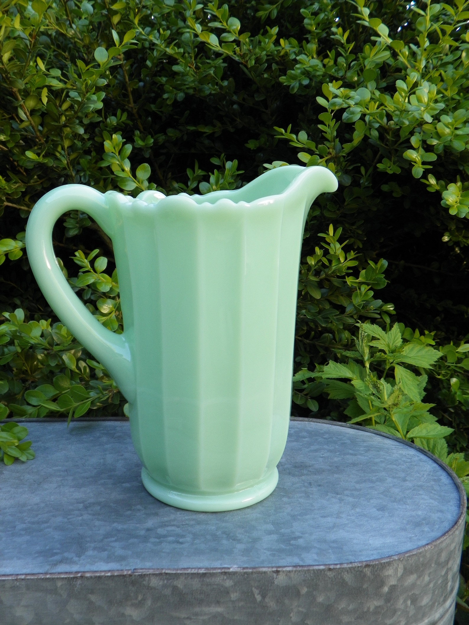 Jadeite Panel Pitcher by Mosser Glass - Etsy