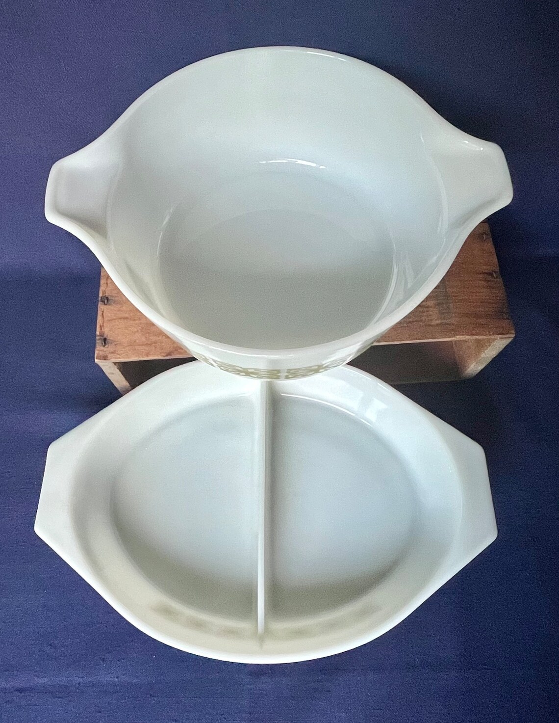 Pyrex Square Flower Verde Green 2 1/2 Qt and 1 1/2 Quart Divided Baking ...