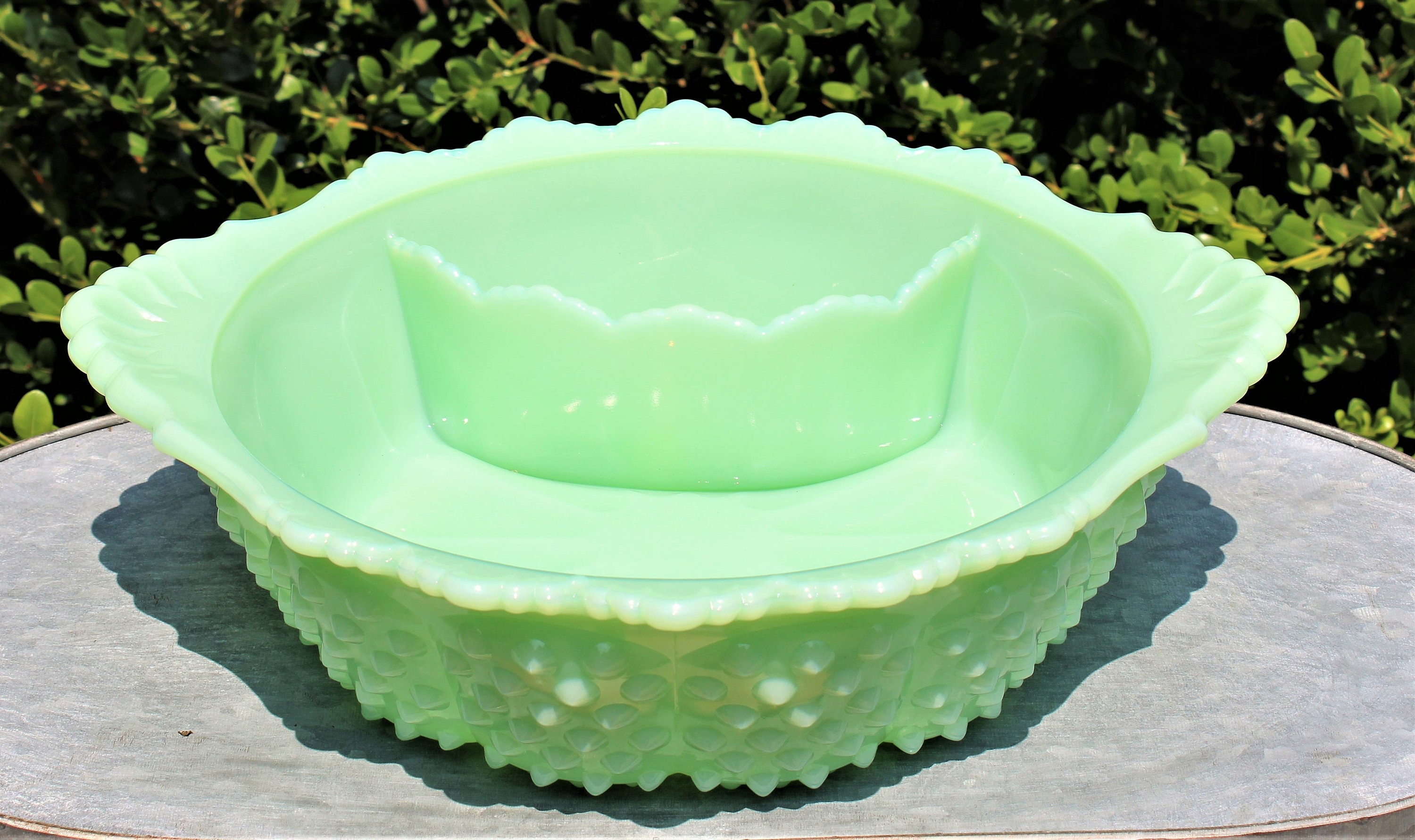 Mosser Jadeite Chip & Dip Bowl 3 1/2 High by 12 | Etsy