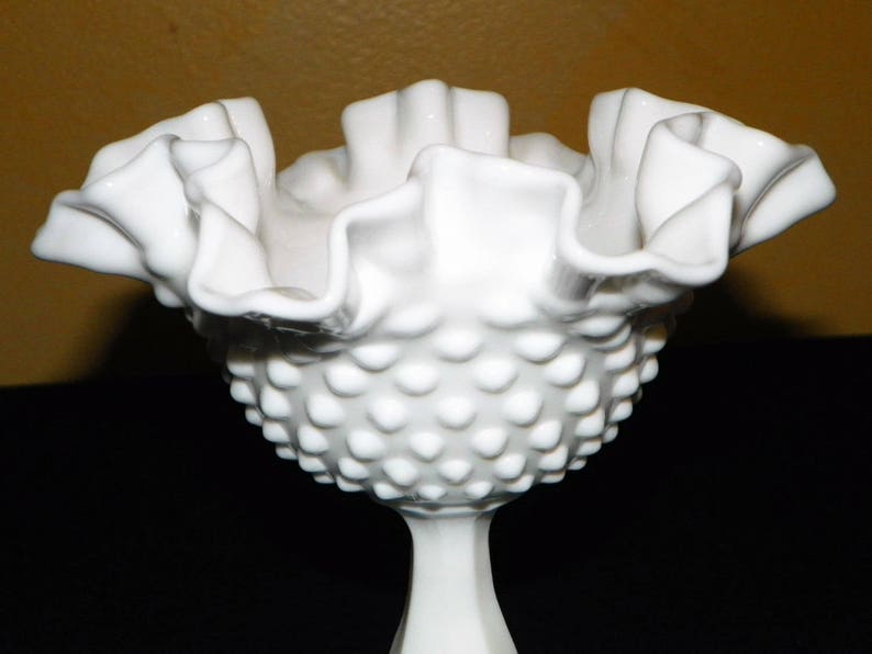 Fenton White Hobnail Milk Glass 6 Inch High Double Crimped - Etsy