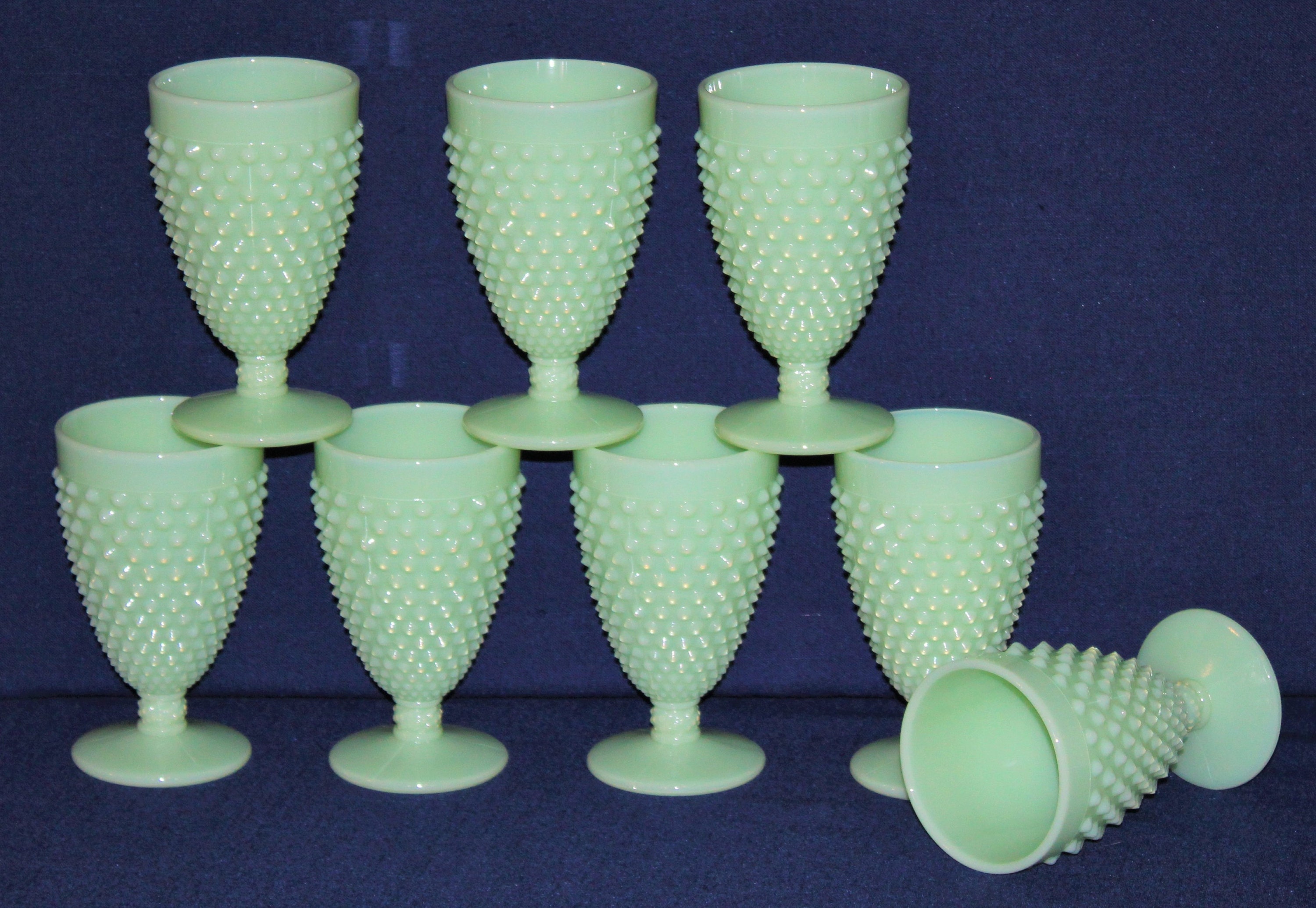 Mosser Jadeite Hobnail Water Goblets, 10 Oz, Set of 8 Glasses by Mosser ...