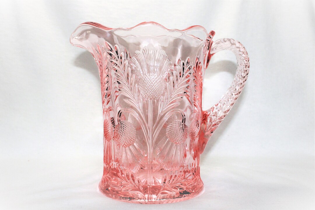 Rose Thistle Pitcher by Mosser Glass 6 5/8 High Also - Etsy