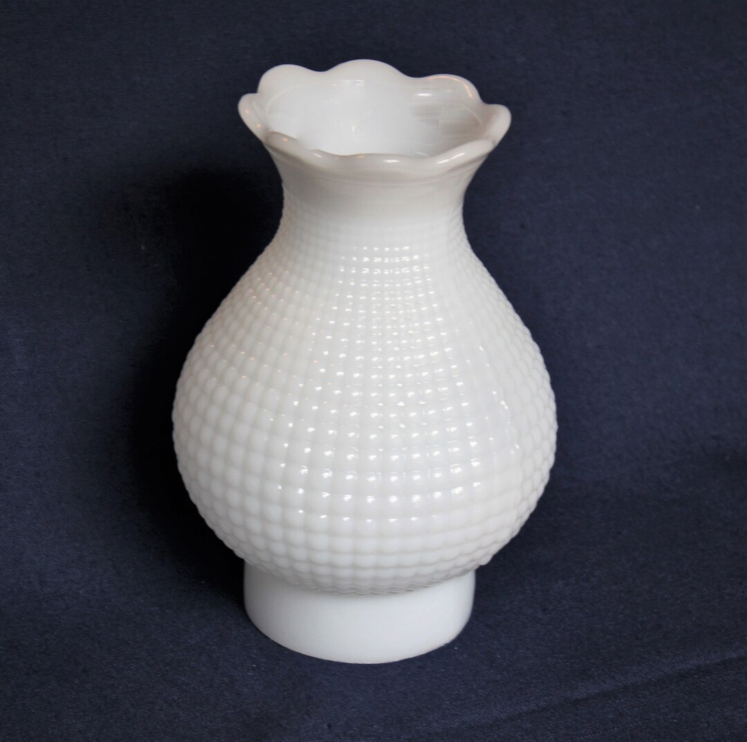 Milk Glass Waffle or Square Nub Hurricane Lamp Shade 6 3/4" High 4 3/4 ...