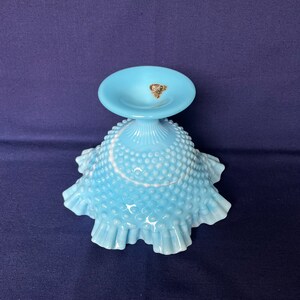 Fenton Blue Hobnail Slag Glass 9 3/8 Inches Wide Compote, FREE SHIPPING ...