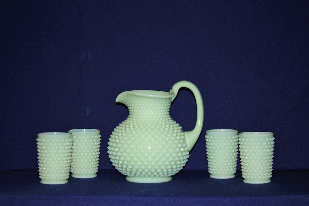 Mosser Jadeite Hobnail Pitcher Set With Your CHOICE of 4 or 6 Glasses ...