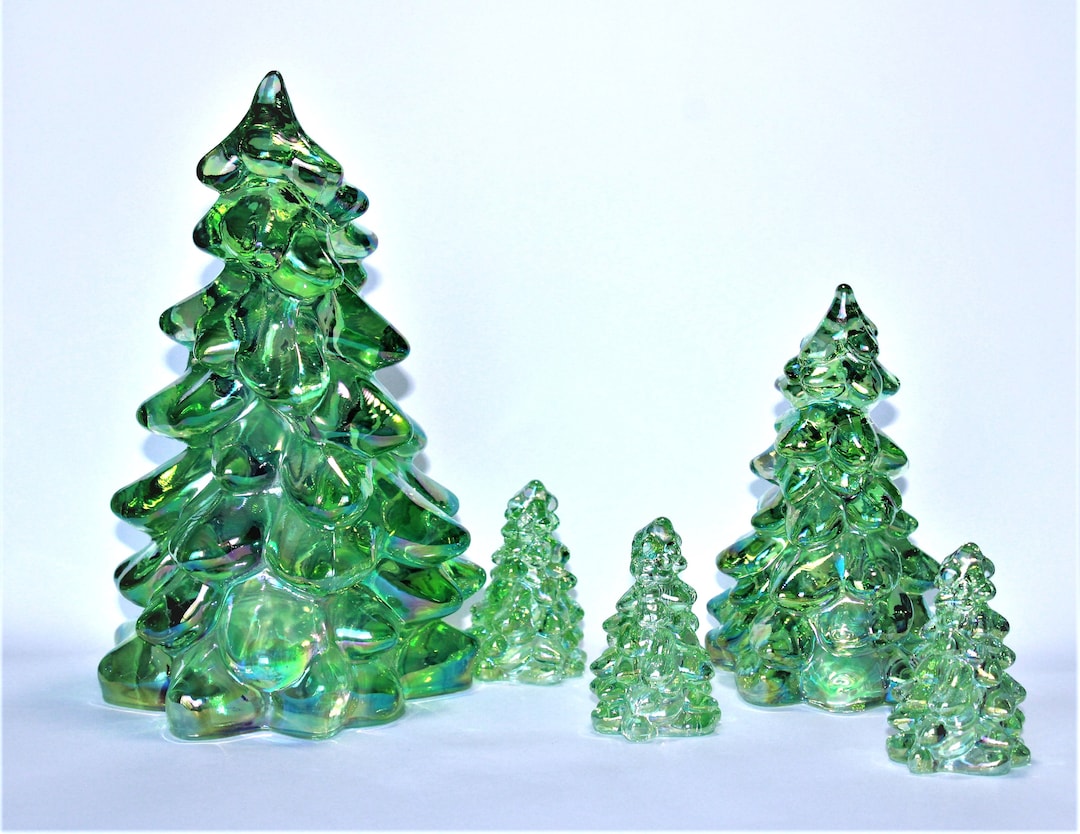 Mosser Glass Trees Green Apple Carnival Set of 5 Trees, 1 Large, 1 ...