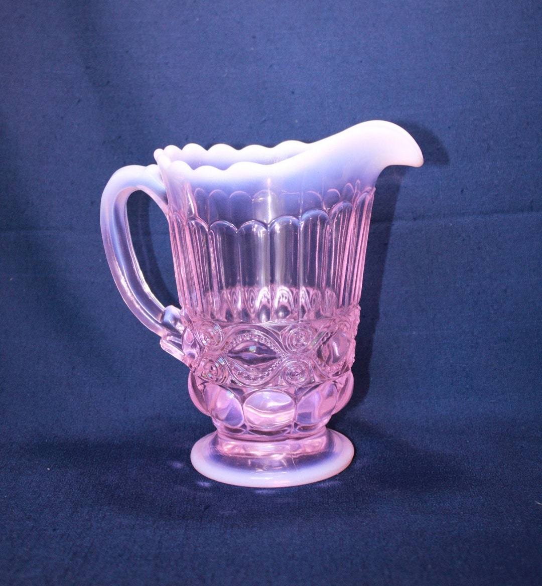 Mosser Glass Eye Winker Pitcher in Pink Opal, 7 5/8" High and Holds 28 ...