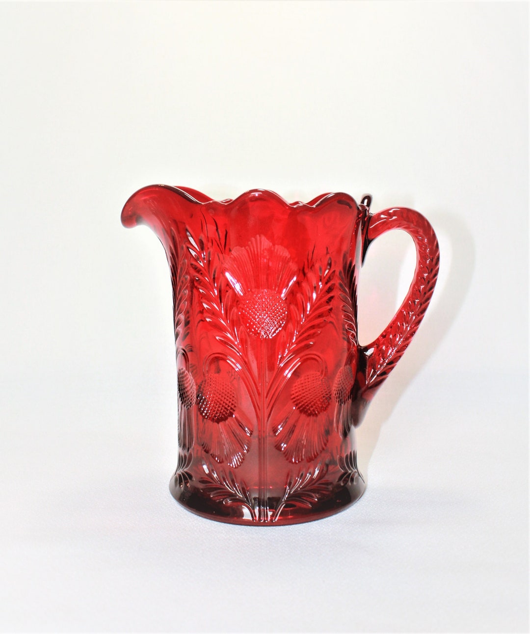 Thistle Ruby Red Pitcher 24 Oz by Mosser Glass, Inverted Thistle or ...