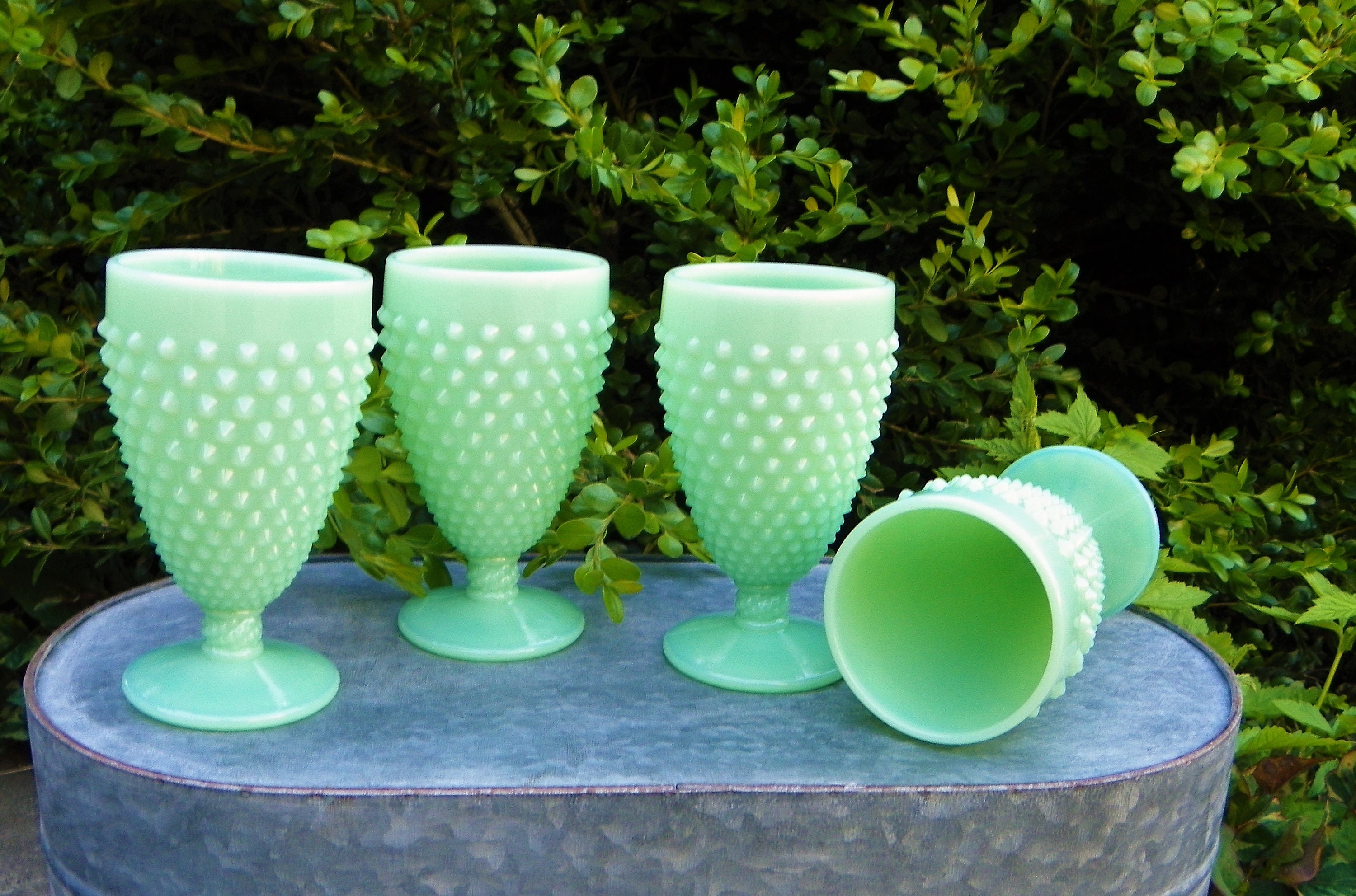 Mosser Jadeite Hobnail Water Goblets 10 oz Set of 8 Glasses | Etsy