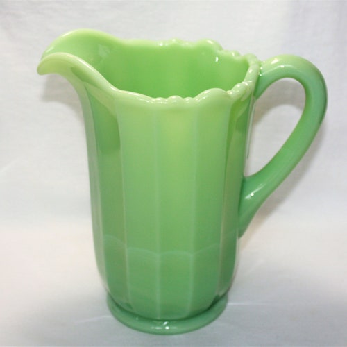Jadeite Panel Pitcher by Mosser Glass - Etsy