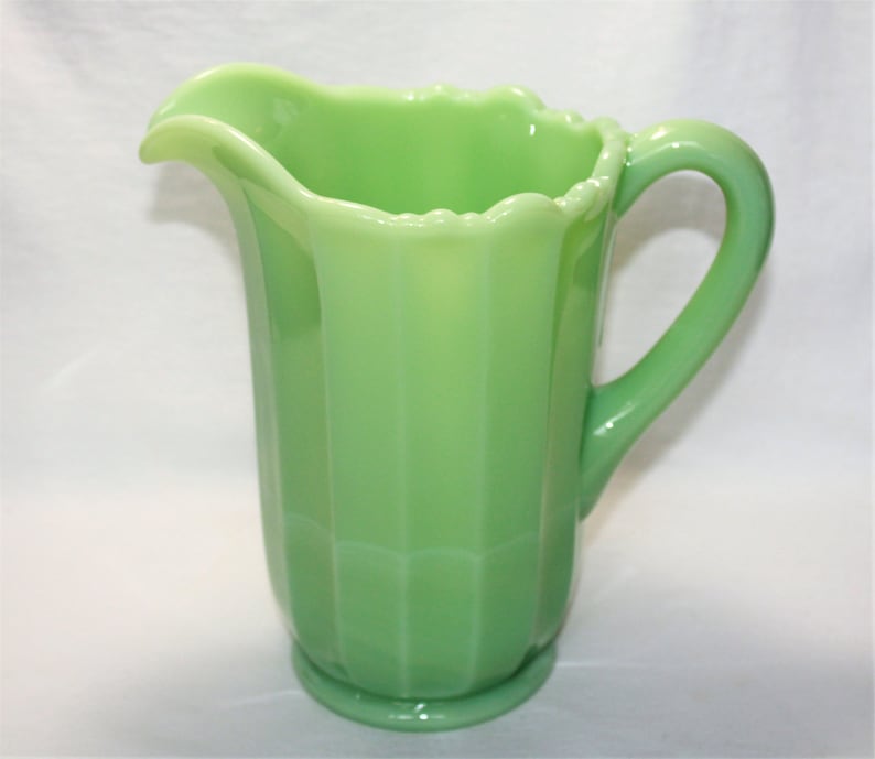 Jadeite Panel Pitcher by Mosser Glass - Etsy