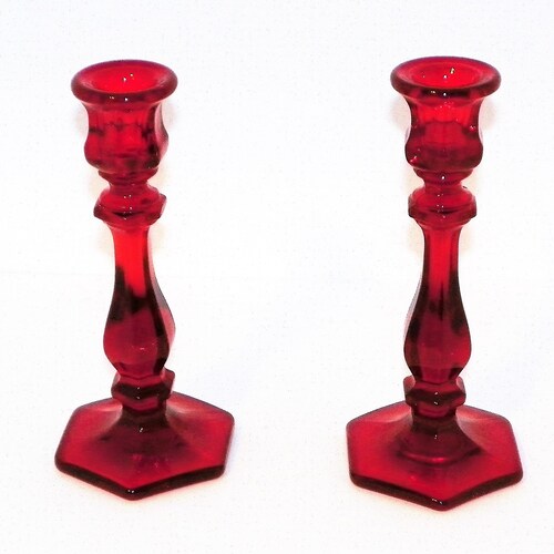 Set of Two Mosser Glass Amethyst Purple Candlestick Holders - Etsy