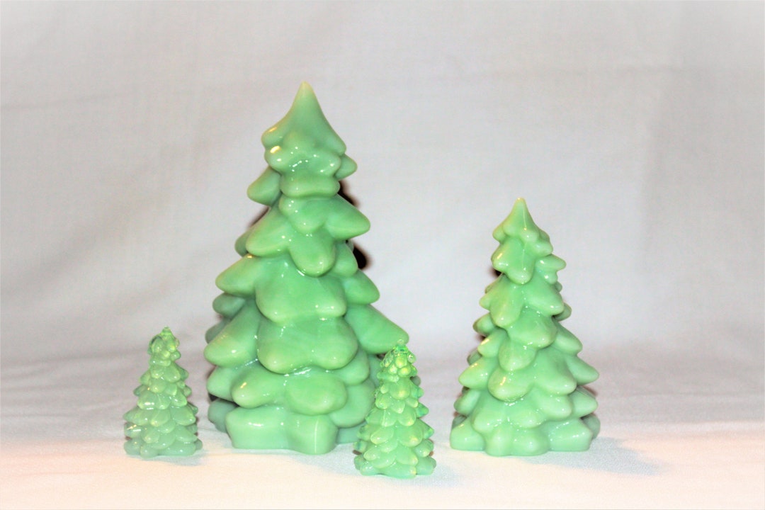 Mosser Glass Trees a Set of 4 Trees, 1 Large, 1 Medium and 2 Small Tree ...