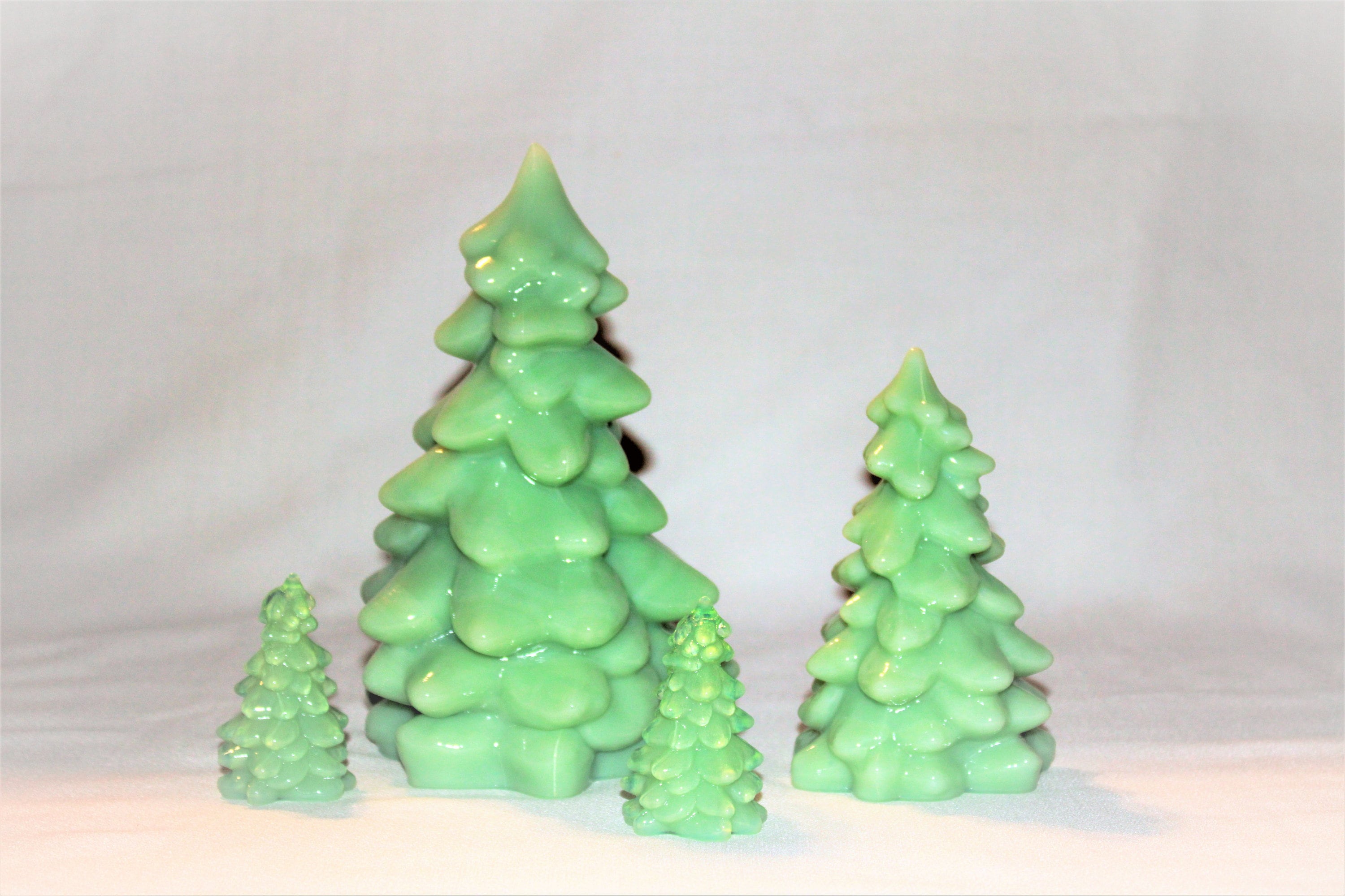 Mosser Glass Trees a Set of 4 Trees, 1 Large, 1 Medium and 2 Small Tree ...