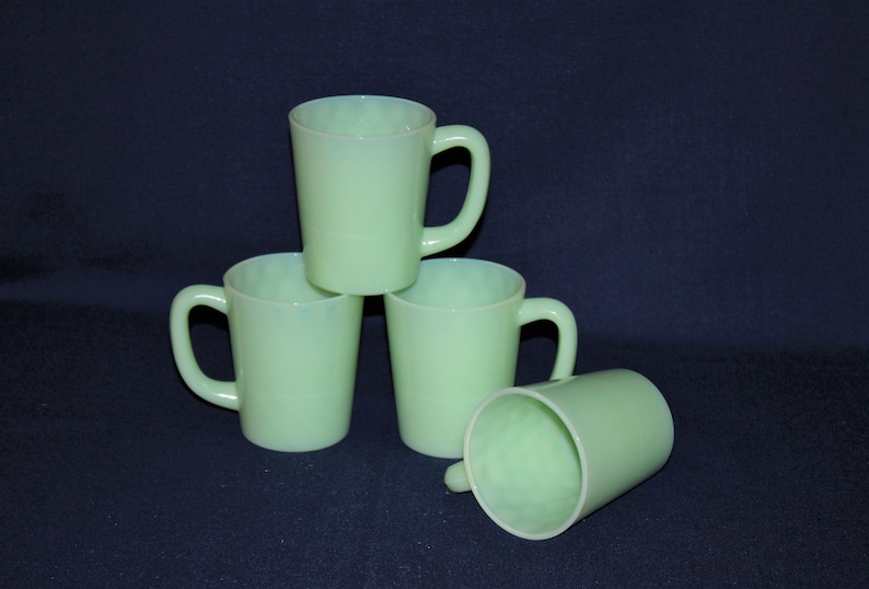 Jadeite Mugs Set of 4 Cups by Mosser Glass Optic Dot 9 Oz - Etsy