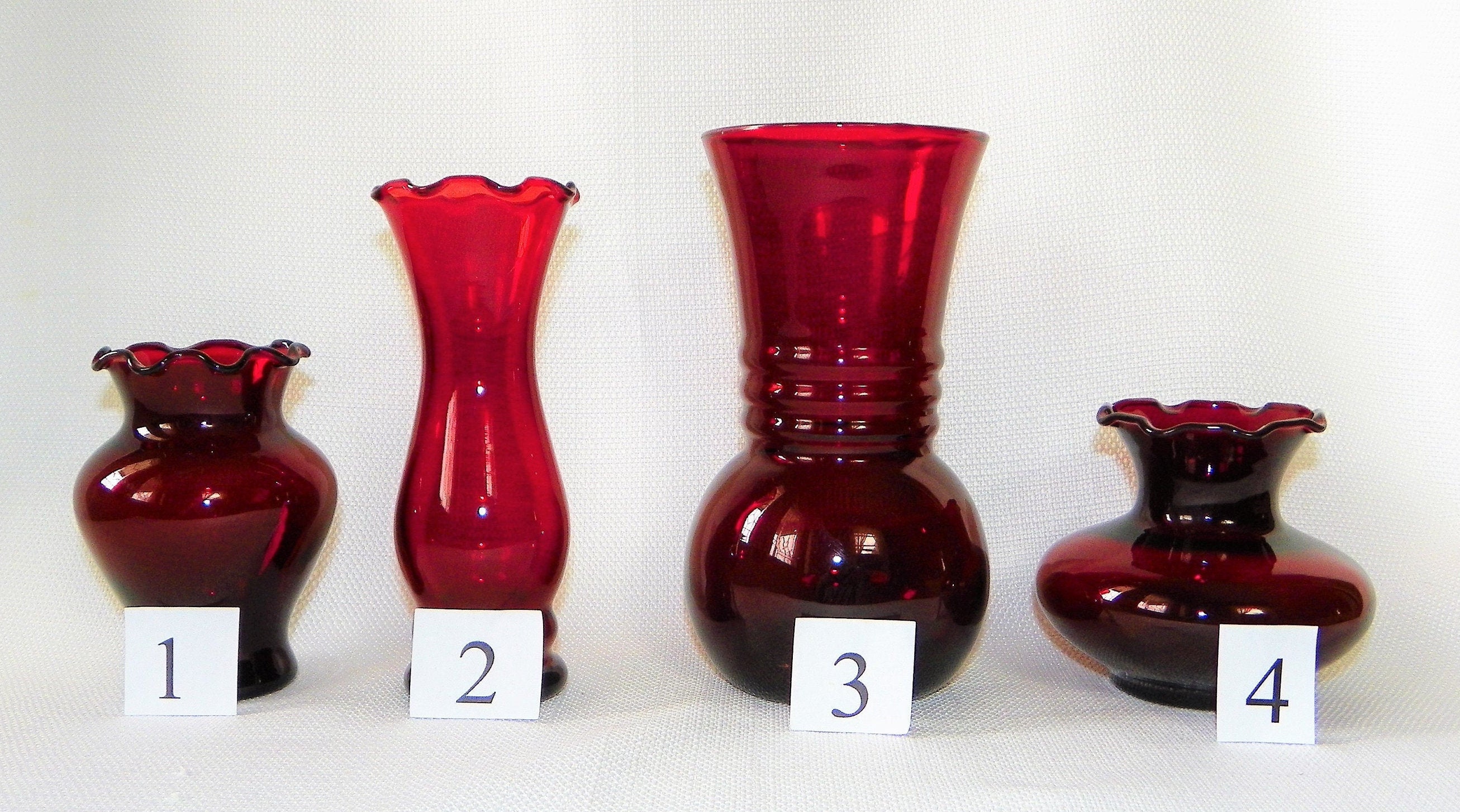 Ruby Red Vases Choice of Style Art Glass Vases in Solid Red - Etsy