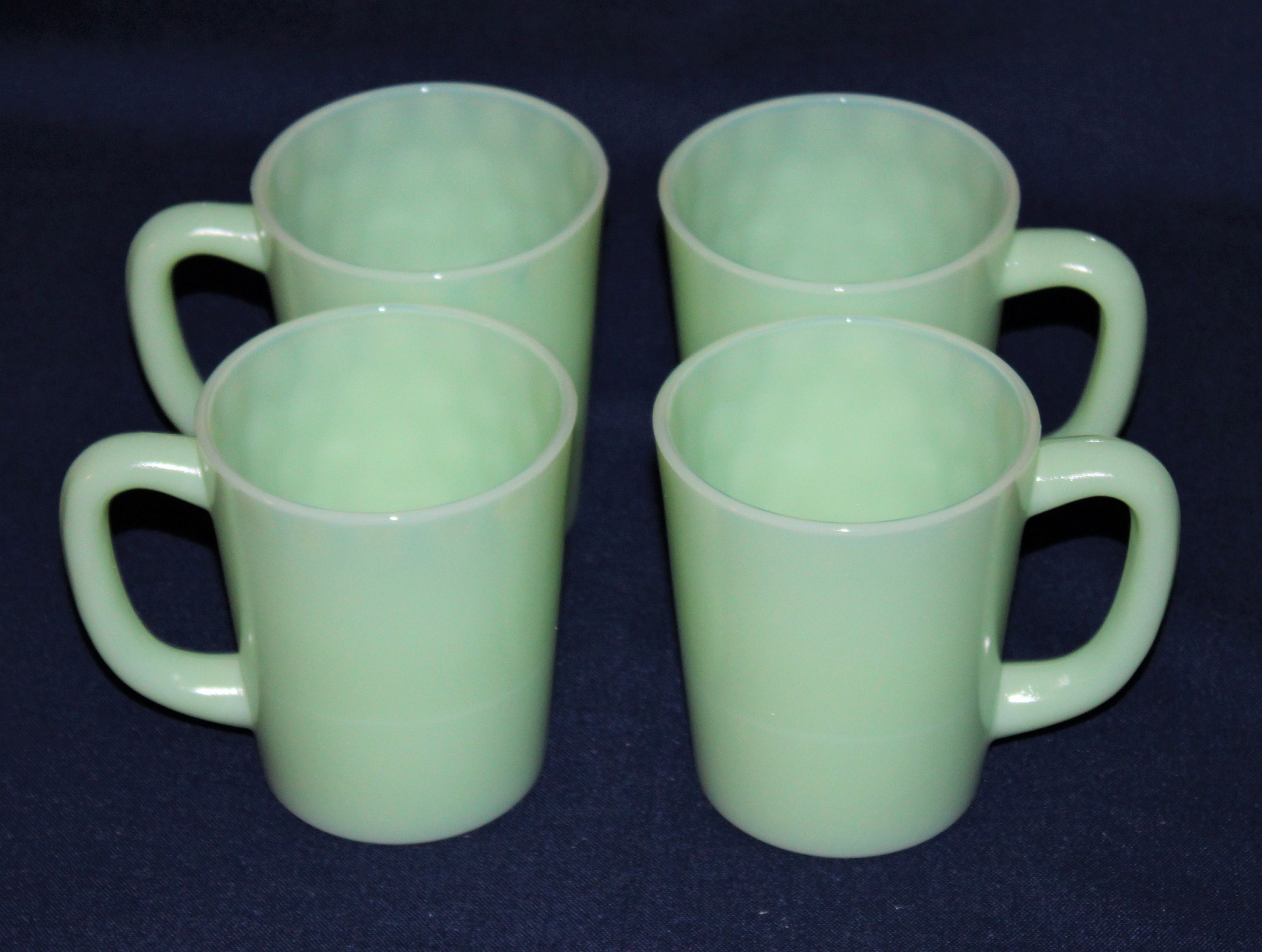 Jadeite Mugs Set of 4 Cups by Mosser Glass Optic Dot 9 Oz | Etsy