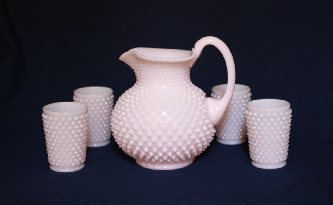 Pink Hobnail Tumblers in Pink Crown Tuscan, Set or 4 or 6 Tumblers - Etsy