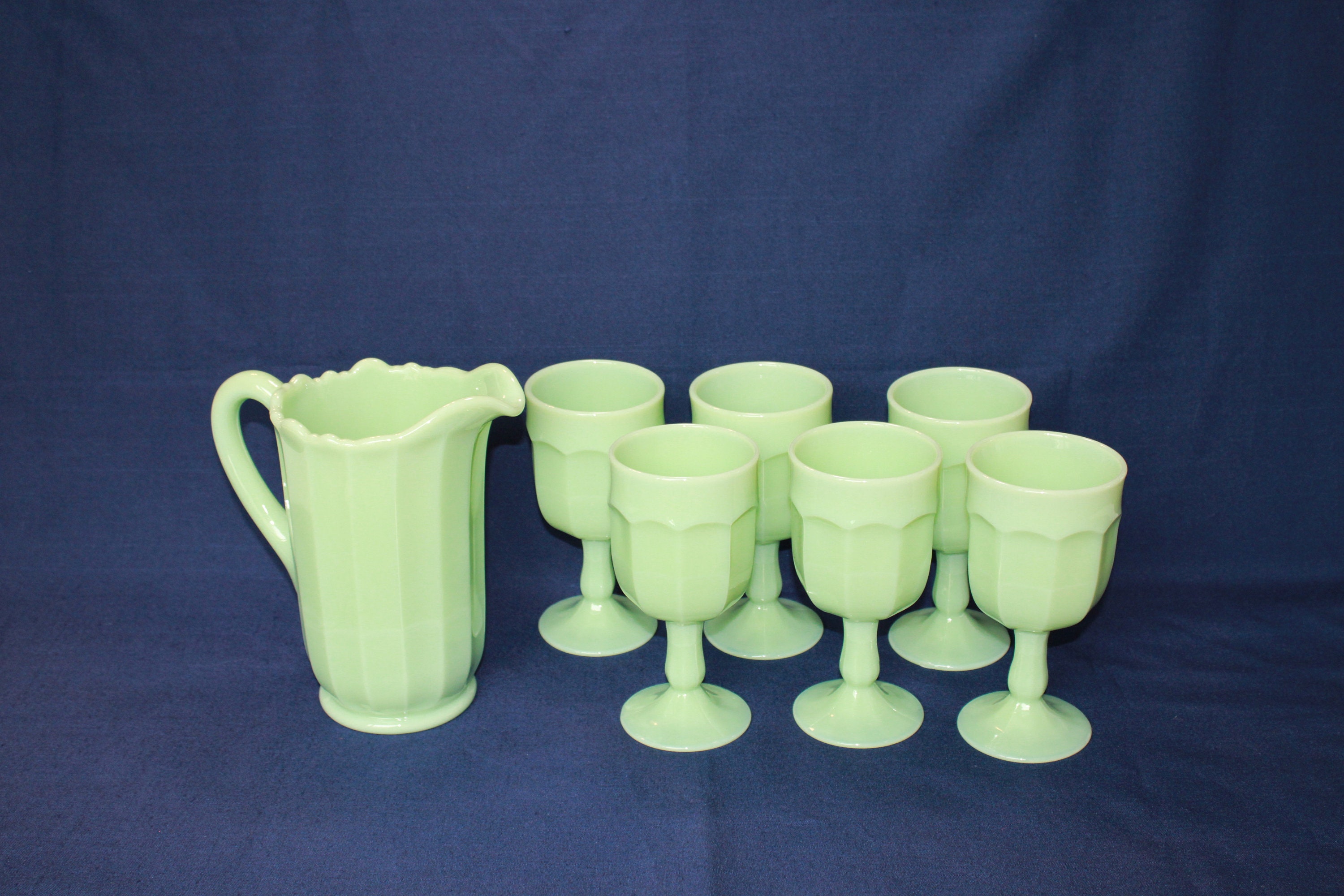 Jadeite Panel Pitcher With Arlington 12 Oz. Wine Goblets, Your Choice ...
