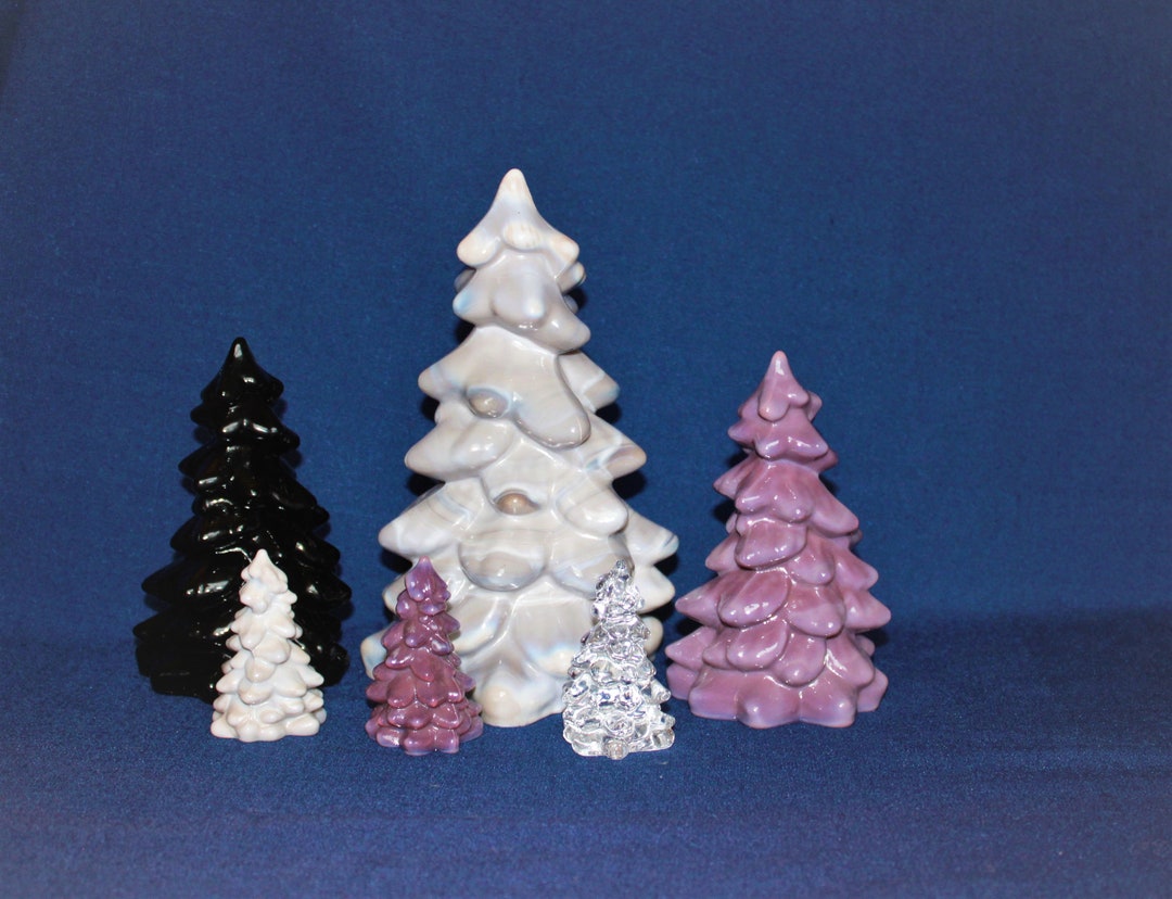 Mosser Glass Trees Choice of Colors Set of 6 Trees, 1 Large, 2 Medium ...