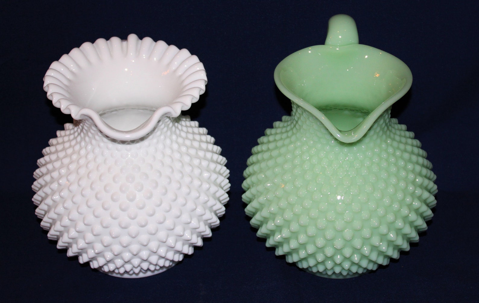 Fenton Hobnail Milk Glass or Mosser Jadeite Pitcher MINT CONDITION - Etsy