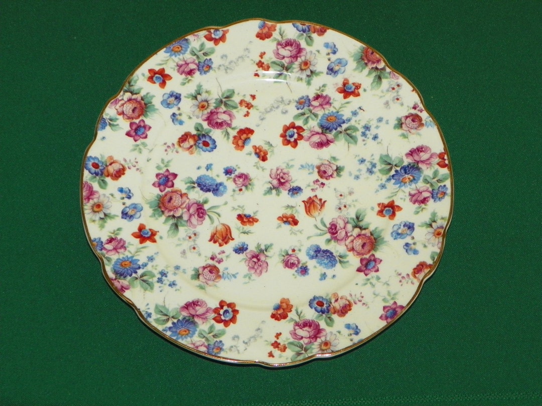 Chintz Plate, Erphila Dorset Cherry Chintz Dessert or Pie Plate, 7.25 ...