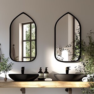 Gold Arched Gothic Wall Mirror, Modern Asymmetrical Bathroom Vanity ...