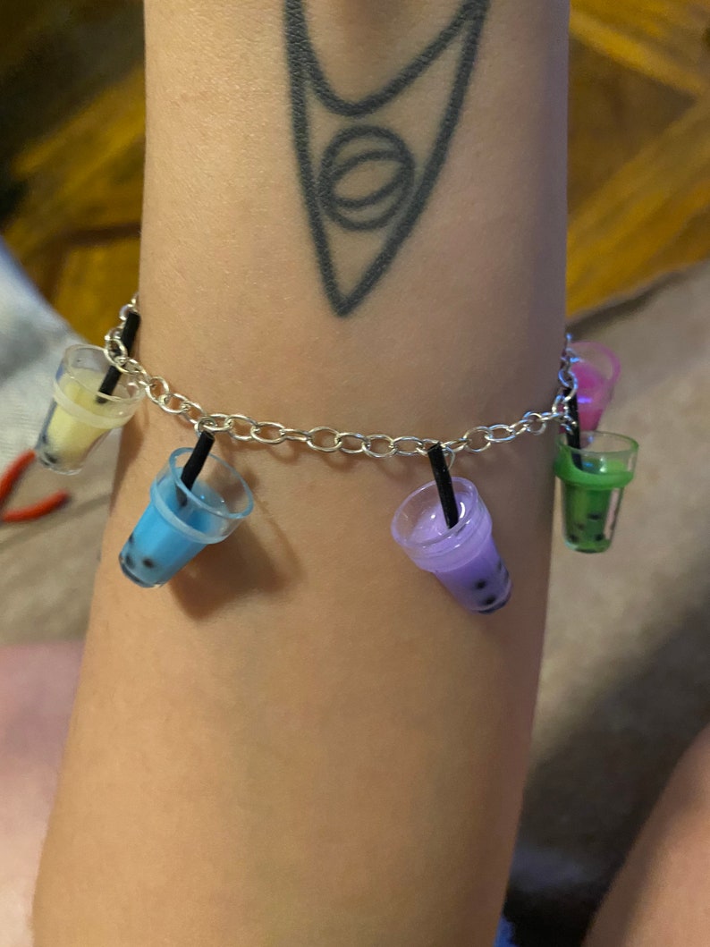 Cute Boba Charm Bracelet: Bubble Tea, Boba Theme. Kawaii Jewelry ...
