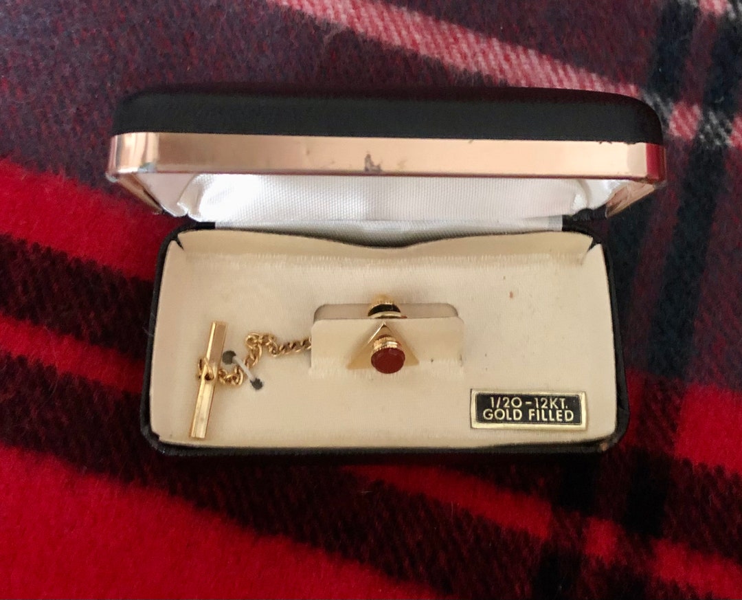 Vintage 1/20 12k Gold Filled Tie Tack. Amber Colored Stone - Etsy