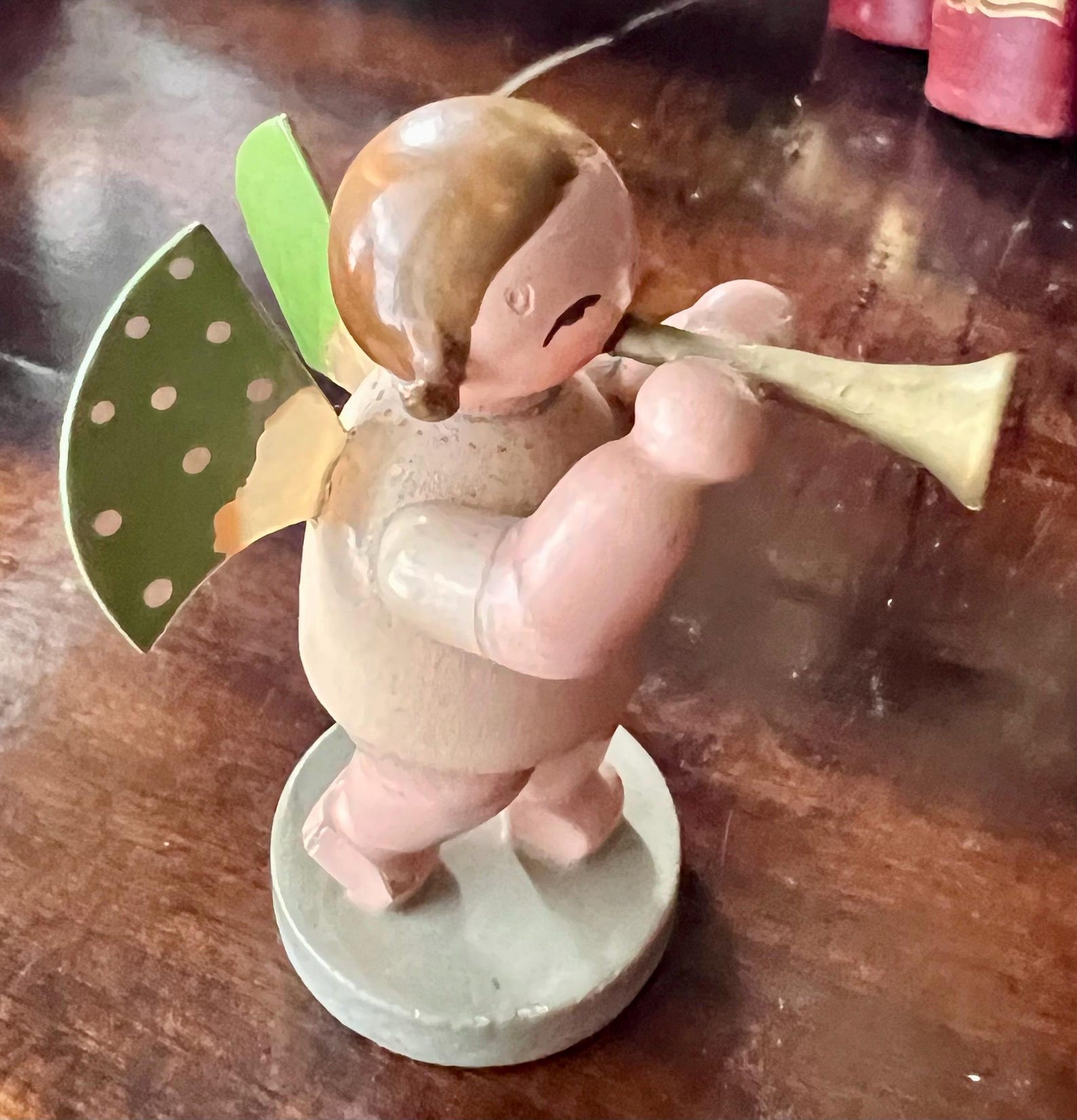 Vintage Wendt & Kuhn Erzgebirge Hand Painted Wooden Angel Playing ...
